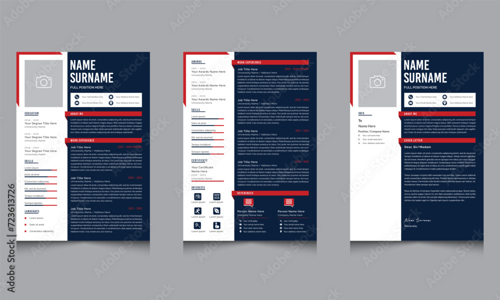 Professional Rad Line Colour Resume Template Design and Cover Letter ...