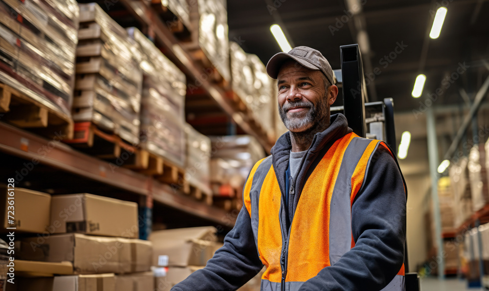 portrait of Freight, Stock, and Material Mover, who Load, unload and ...
