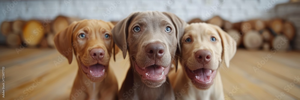Studio Headshot Portrait Smiling Weimaraner Agains, Desktop Wallpaper ...