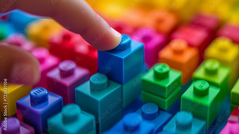 A child's hand carefully explores the smooth plastic texture of a ...