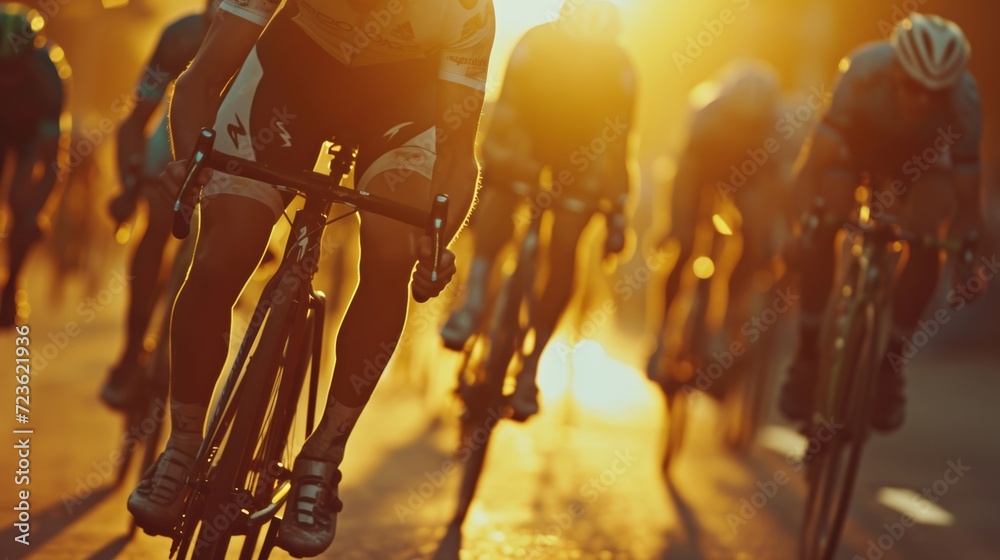 A diverse group of cyclists pedal through the picturesque countryside ...