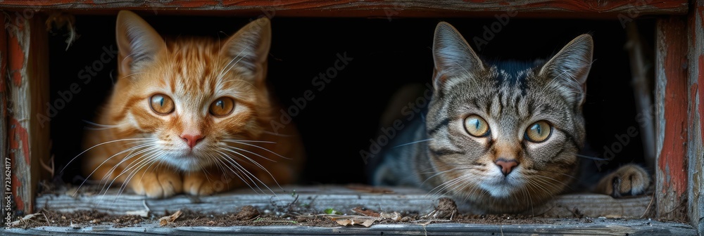 Two Cats Wooden Cat House Living, Desktop Wallpaper Backgrounds ...