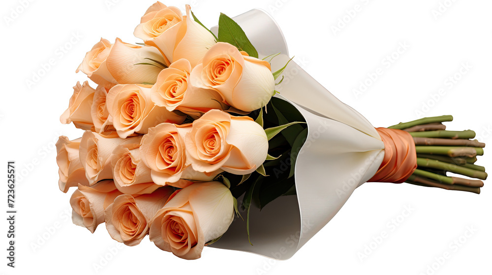 Peach Rose on white isolated on clear png background and transparent ...