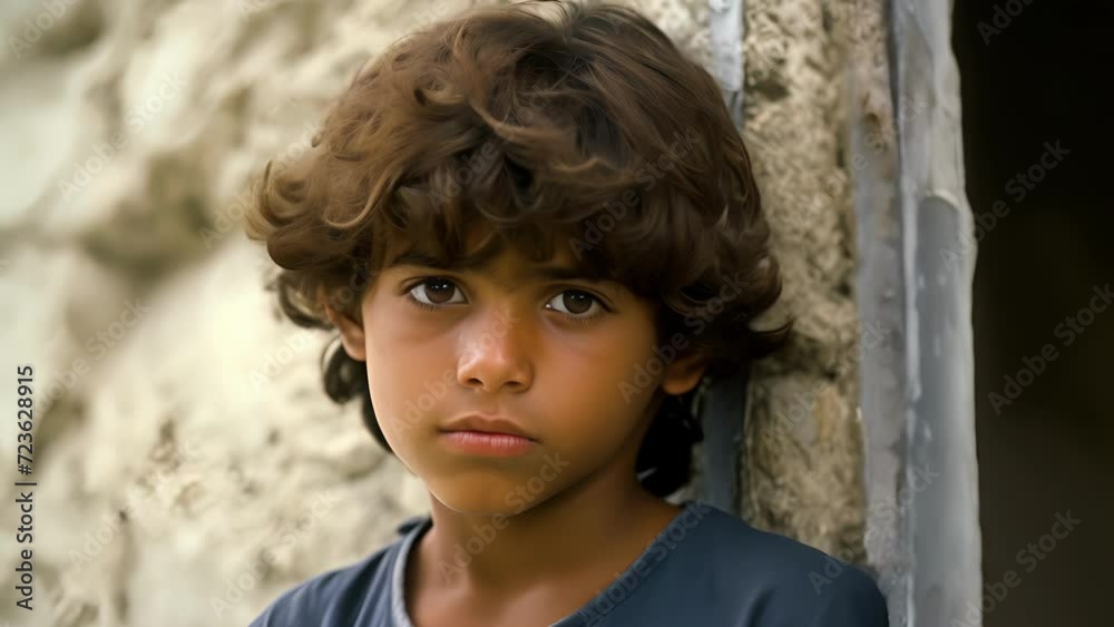 Vidéo Stock A young Venezuelan boy, ly in his teens, showcases a ...