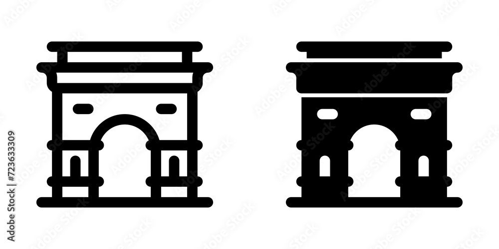 Editable gate, city, town, tunnel vector icon. Landmark, monument ...
