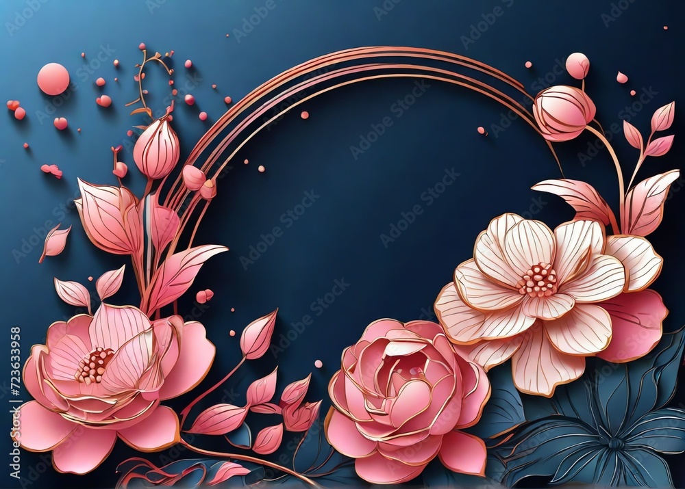 Luxury hand drawn flower Elegant gradient gold floral line art, moon on ...