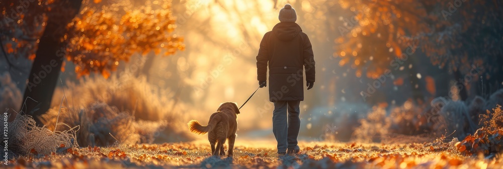 Owner Walking Dog Together Park Outdoors, Desktop Wallpaper Backgrounds ...