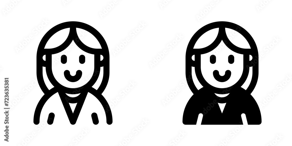 Editable female employee avatar vector icon. User, profile, identity ...