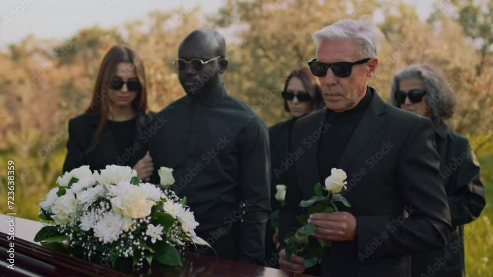 Side medium footage of Caucasian senior man standing with one white ...