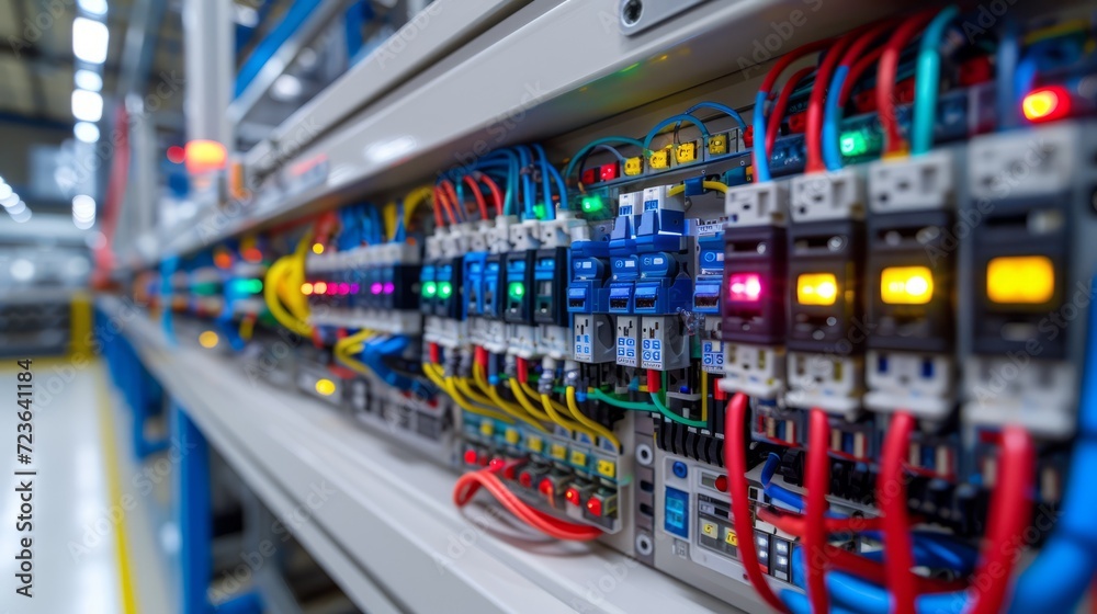 Industrial electrical control panel with fuses and circuit breakers ...