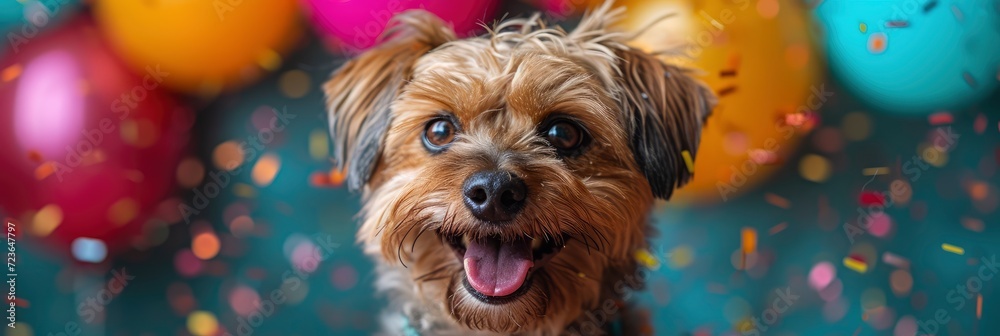 Happy Cute Scruffy Dog Celebrating Birthday, Desktop Wallpaper ...