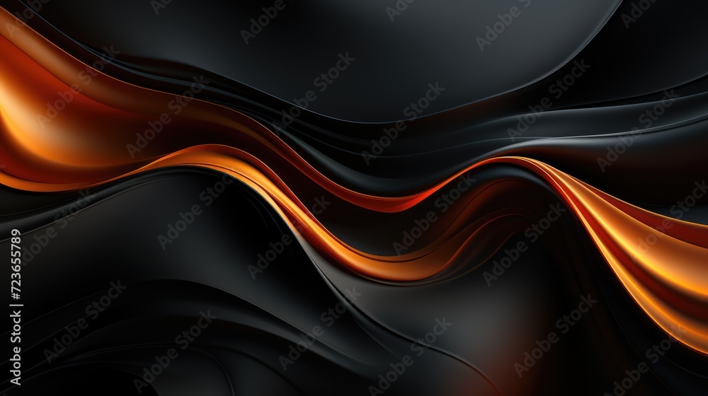 Black abstract background with orange stripes, flashes, glow. The ...
