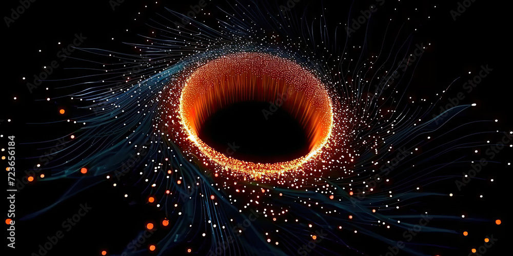 red circle light frame on black background.red light effects Fiber ...