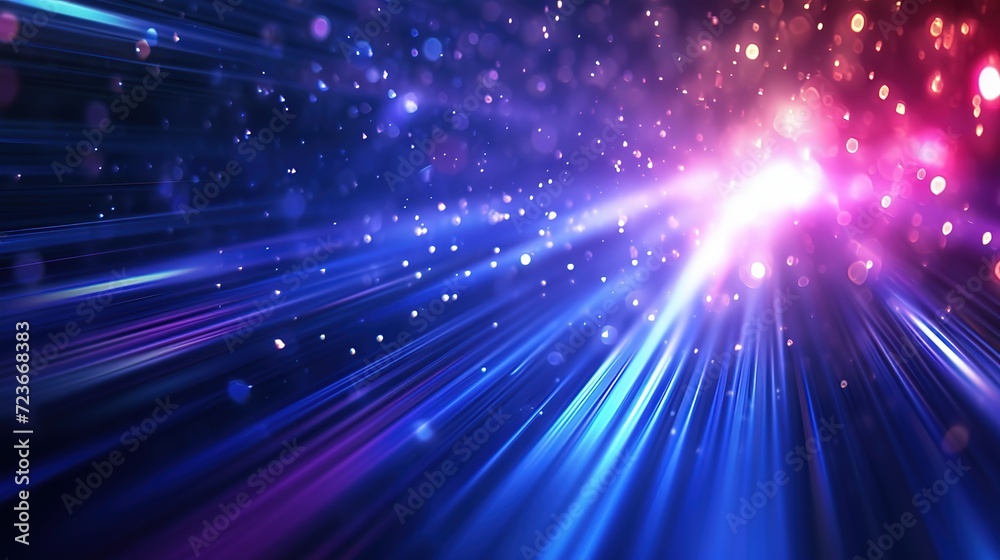 Digital illustration of high-speed travel through a cosmic field of ...