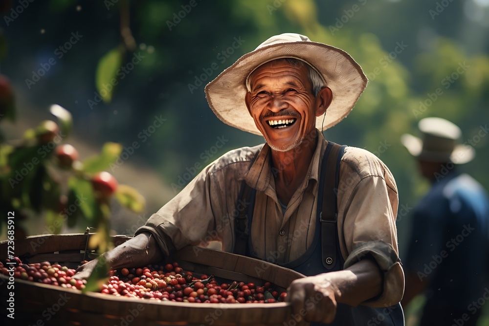 The celebration and joy of Colombian coffee farmers during a successful ...