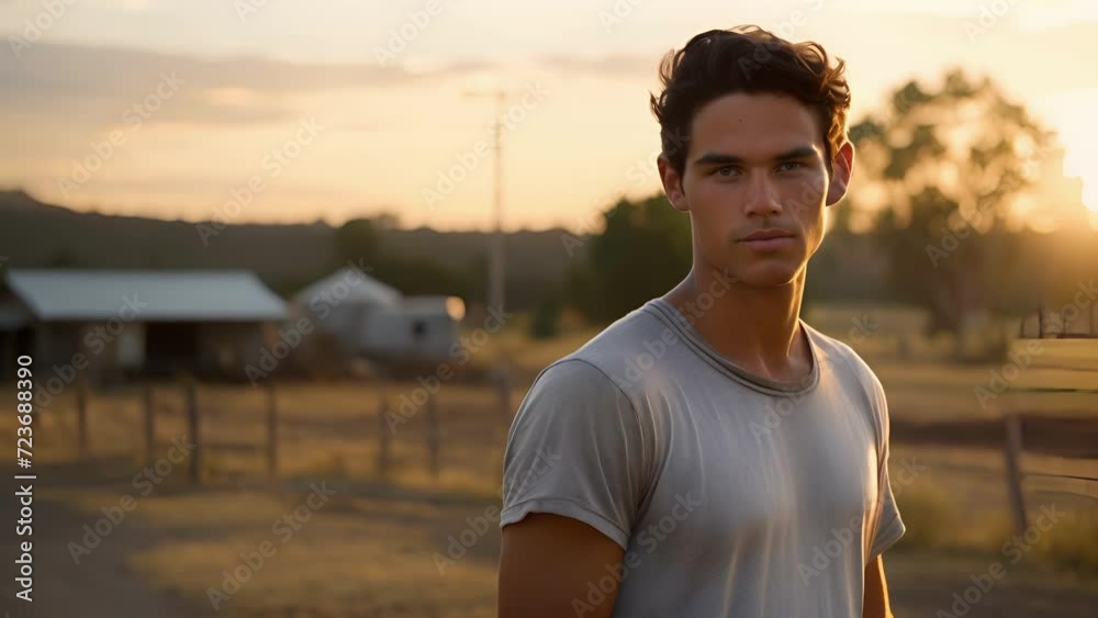 Vidéo Stock Indigenous Australian young man, starkly solitary in ...