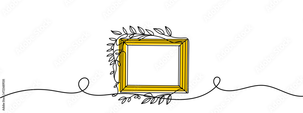 Continuous one line drawing of an square frame in the sketch technique ...