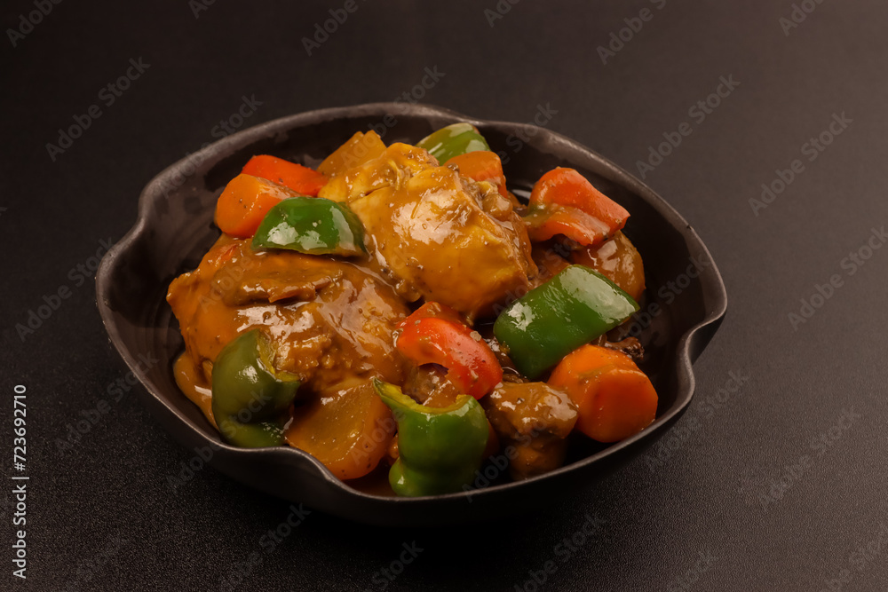 Chicken Caldereta or Kalderetang Manok Is Filipino Stew Chicken in ...