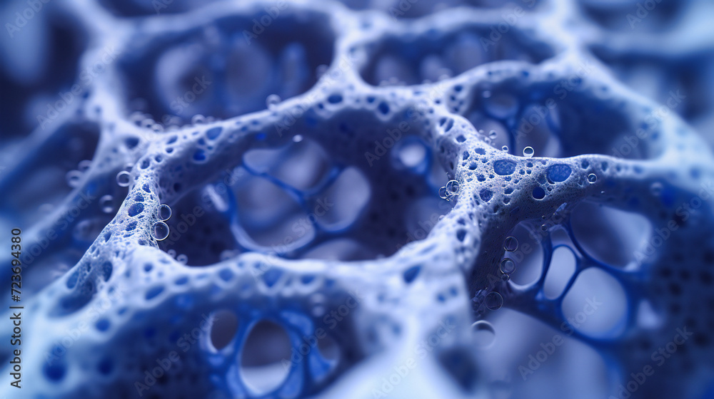 Microscopic view of proteins in biology, human cell structure in ...