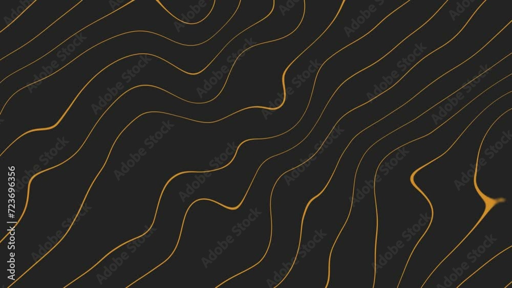 Wavy orange Lines Motion Graphic on Black abstract background animation ...