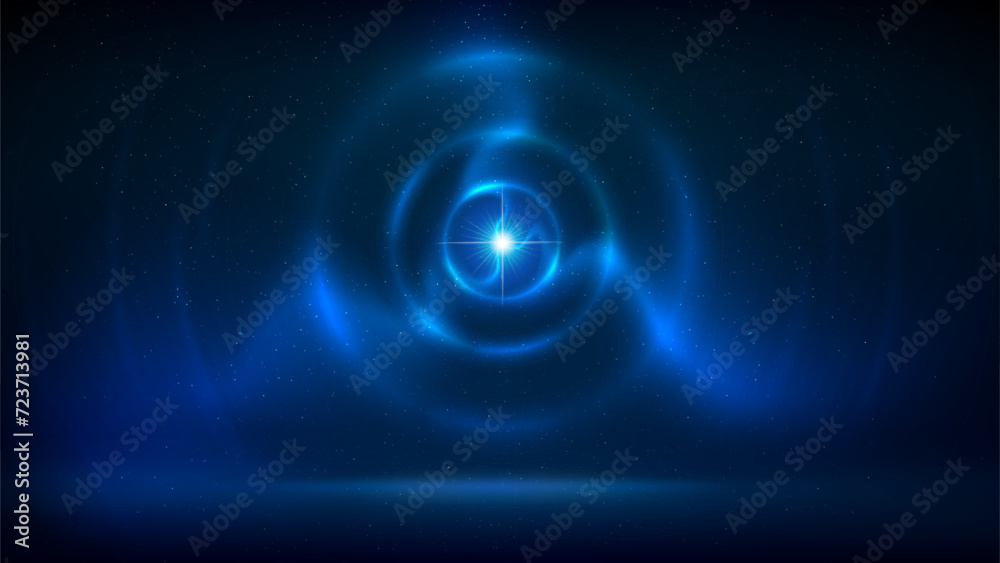Vetor de Stage with blue circular lighting background, electric ...