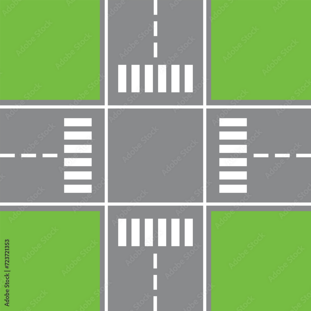 Crossing Roads (Road Intersection with pedestrian crossings ...