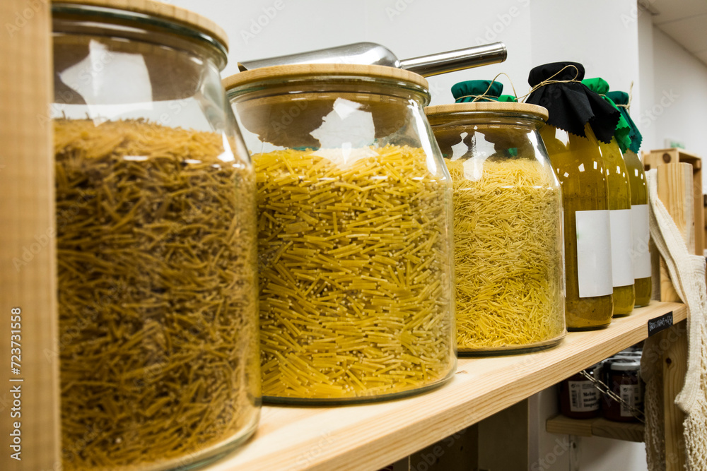 Self service bulk organic food. Eco-friendly zero waste shop. Small ...