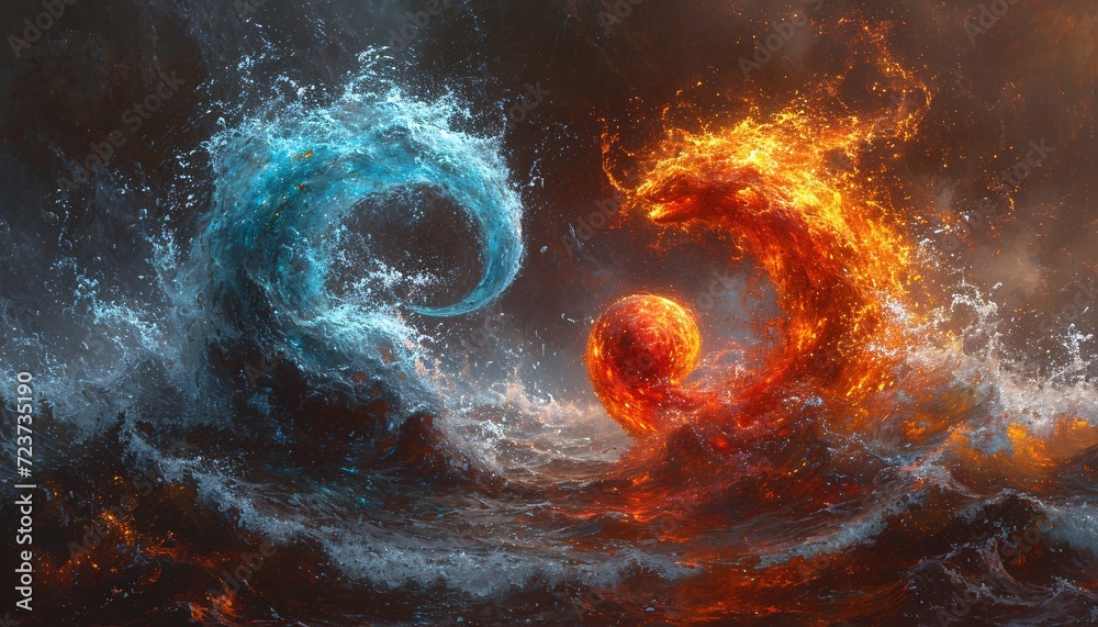 Fiery Fusion: The Perfect Blend of Fire and Water Generative AI Stock ...