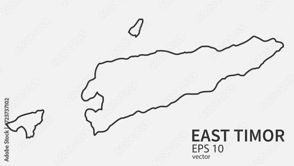 Vector line map of East Timor. Vector design isolated on white ...
