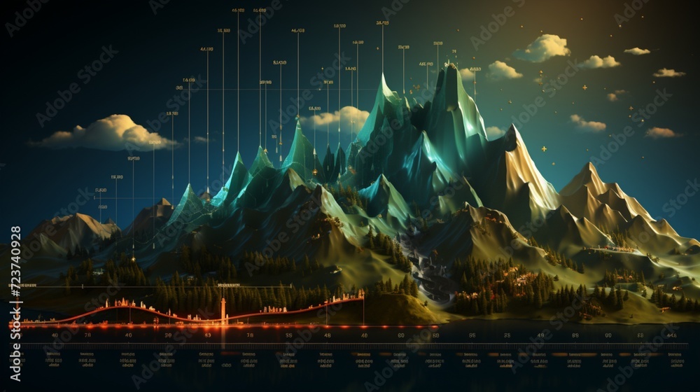 A dynamic bar chart with ascending bars illustrating data growth over ...
