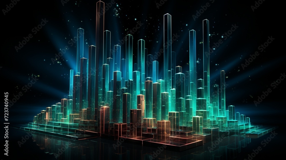 A dynamic bar chart with ascending bars illustrating data growth over ...