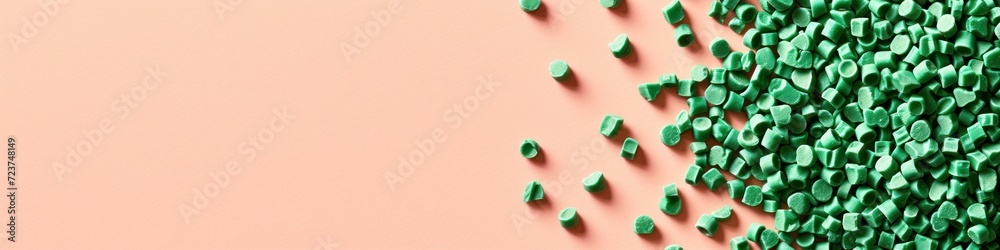 Banner with copy space and a collection of green recycled plastic ...