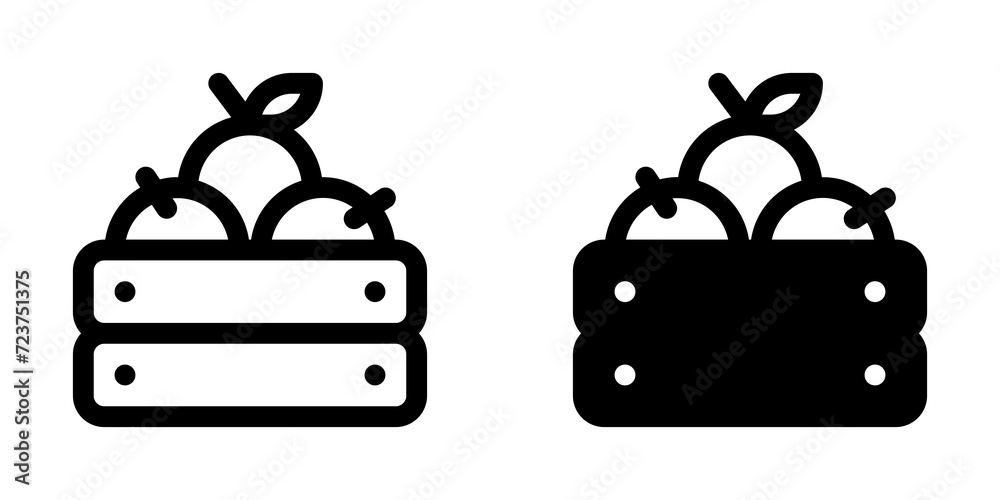 Editable apple crate vector icon. Fruit, farm, grocery, harvest. Part ...