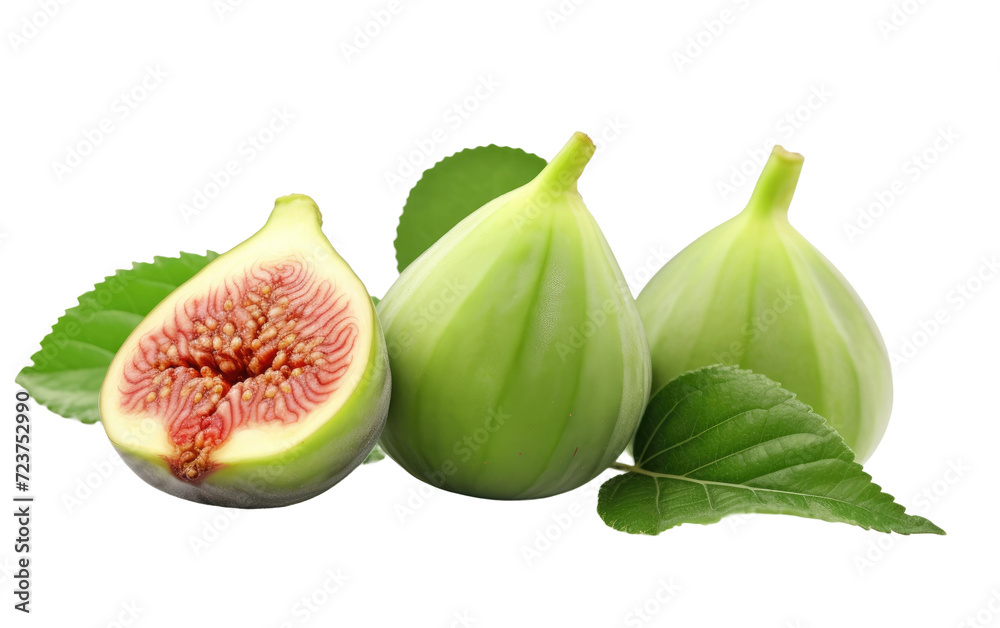 figs green color ripe and cut on white or PNG transparent background ...