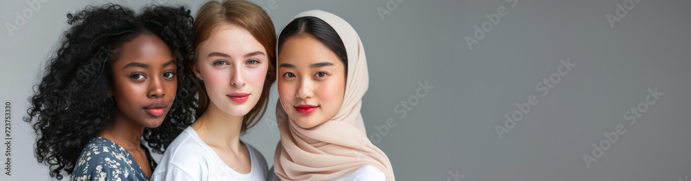 Three diverse women confidently pose together, showcasing unity in ...