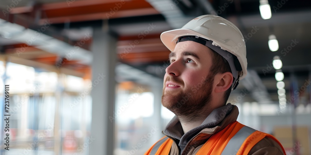 Professional male worker inspecting construction site. man with helmet ...