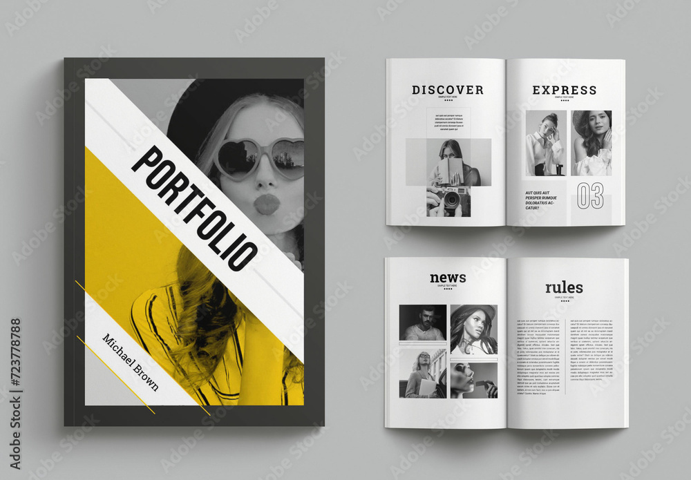 Portfolio Magazine Design Layout Stock Template | Adobe Stock
