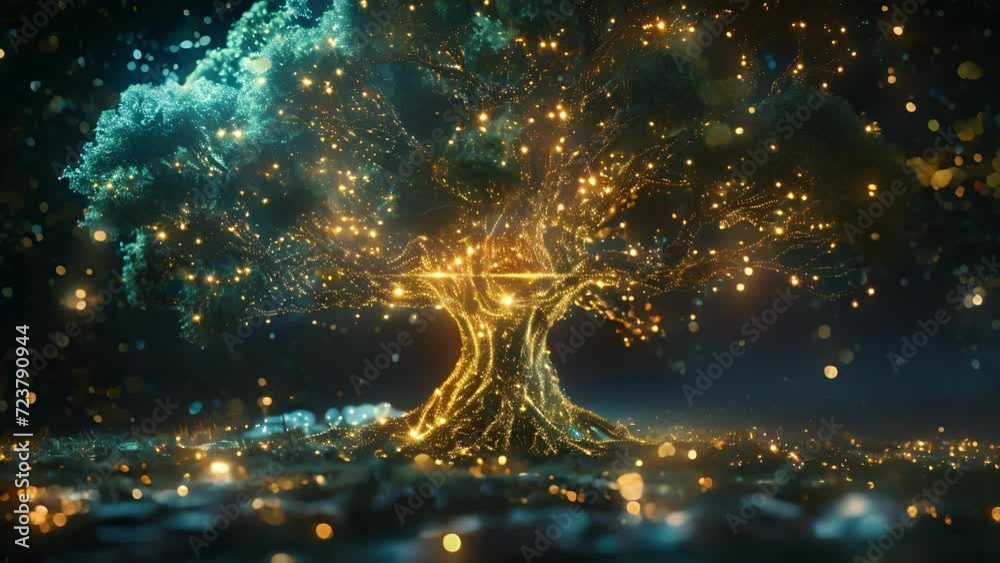 Video „A holographic sculpture of a large tree with different branches ...