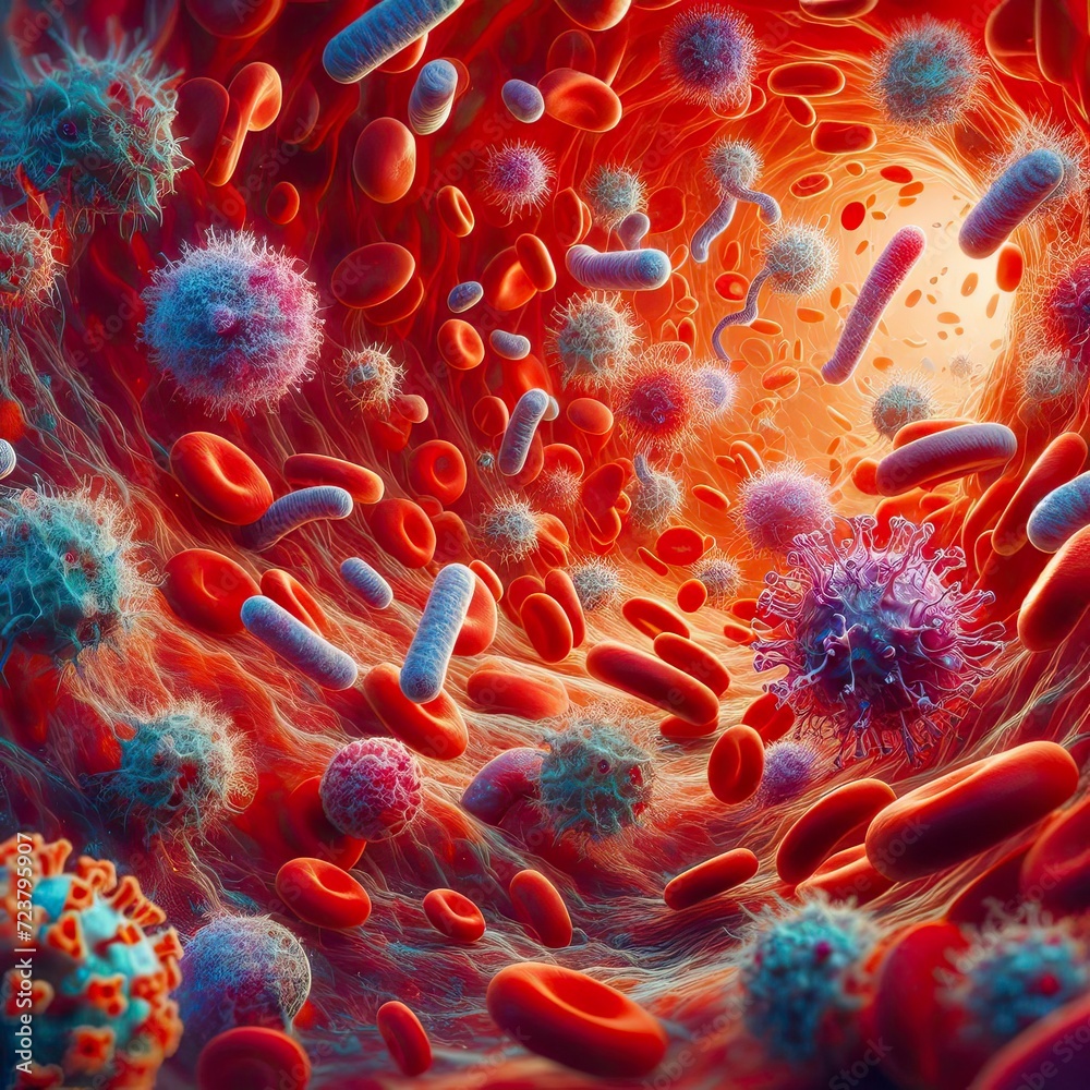 Electron microscope Image of Bacteria virus capsule shape RBC ...