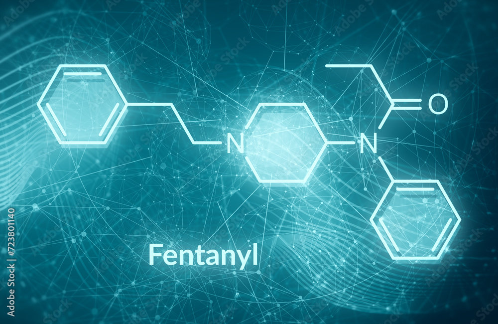 Fentanyl opioid analgesic drug molecule. Skeletal formula. Stock ...