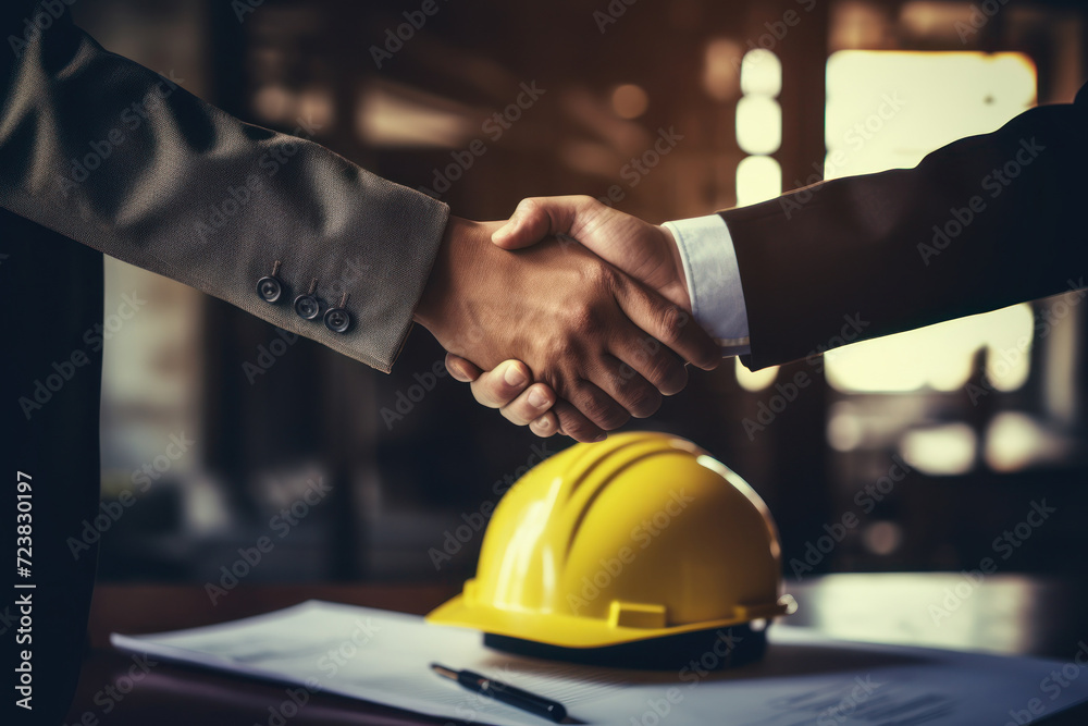 Contractor. group of architect, engineer construction worker team hand ...