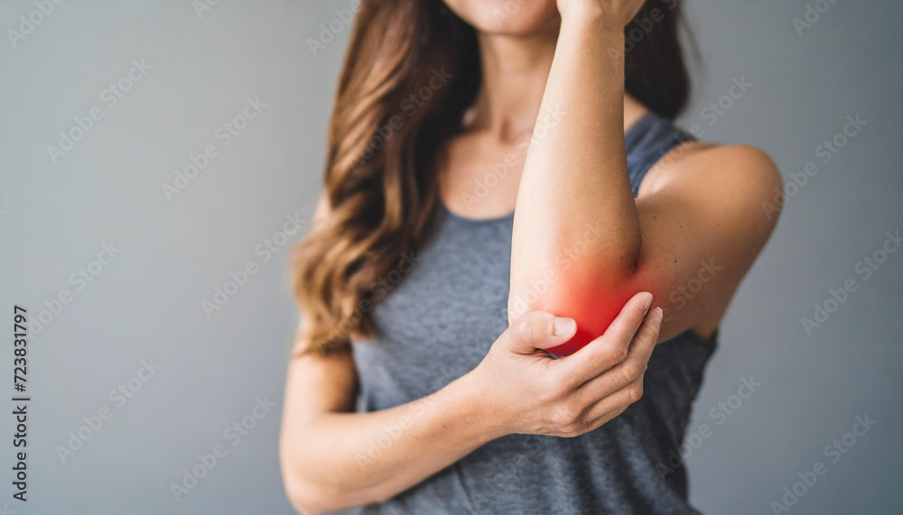 woman's elegant elbow, gracefully holding open skin in a pristine ...