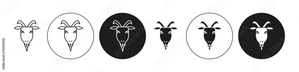 Goat vector line logo art icon mark. Goat outline drawing set Stock ...