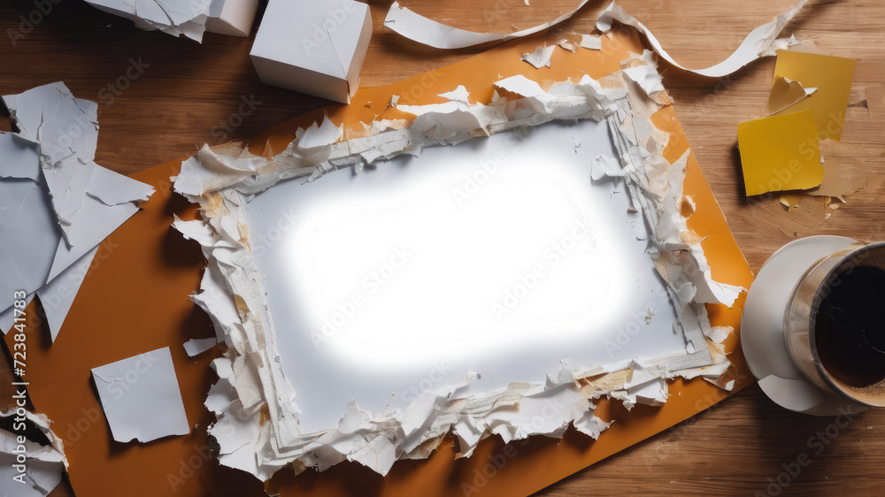 Torn paper and photo picture frame PNG, roller, and paint, Torn paper ...