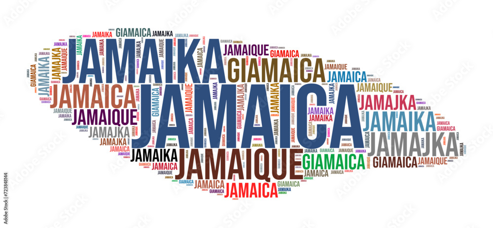 Vecteur Stock Jamaica country shape word cloud. Typography style ...
