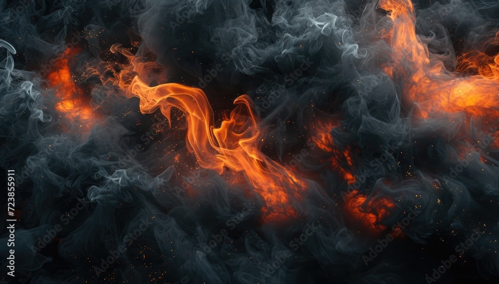 Realistic fire and smoke texture background Stock Illustration | Adobe ...