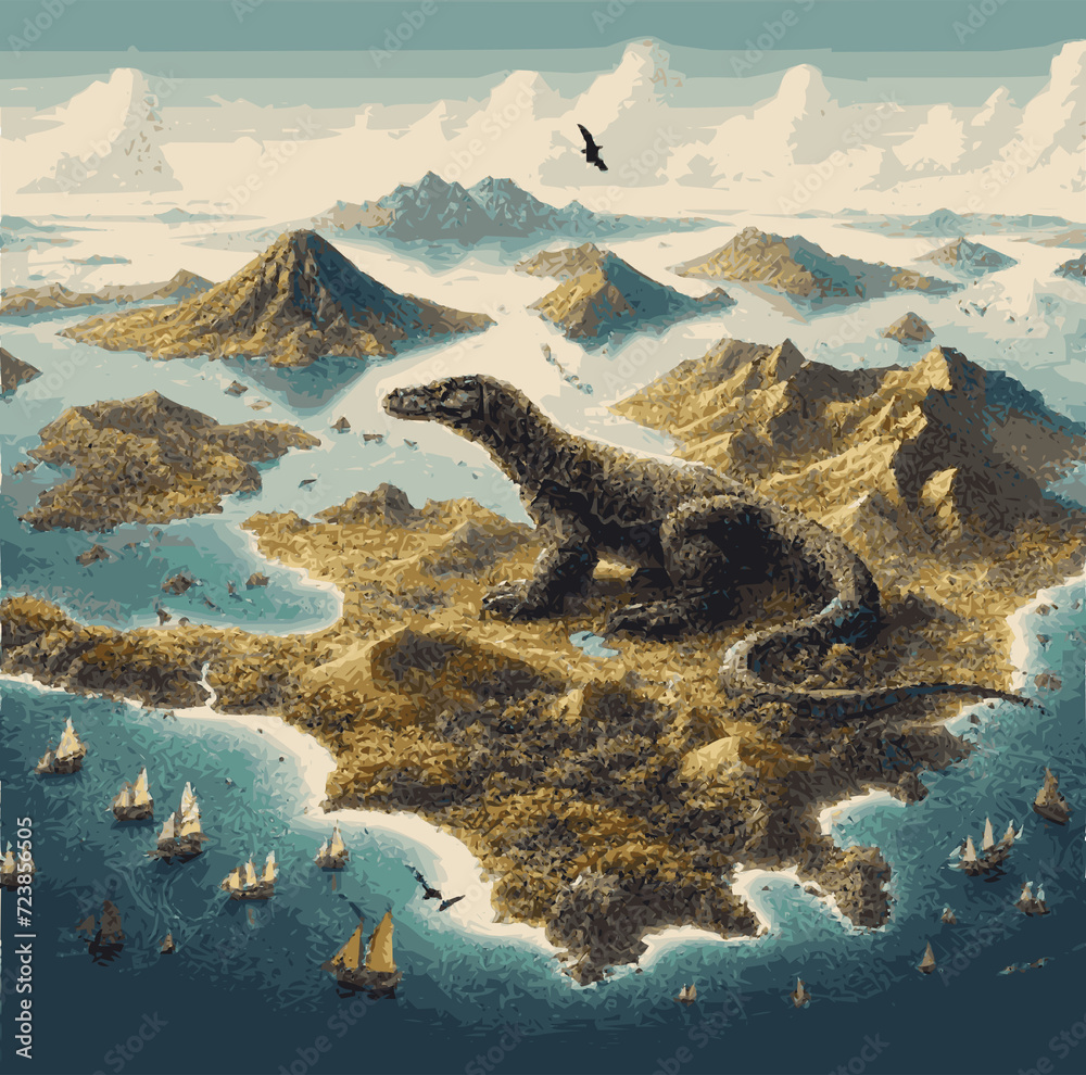 Komodo, reptile giant of the Nusa Tenggara Timur island, Indonesia. As ...