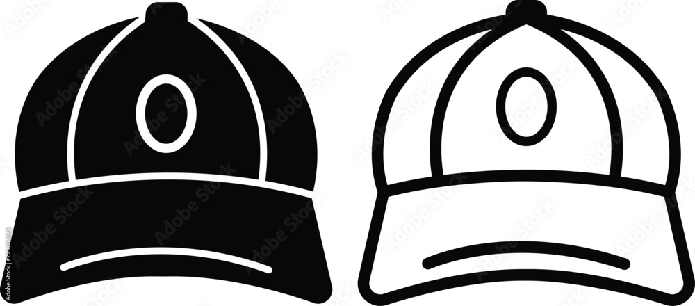 Baseball hat icon set. Baseball cap flat or line vector collection ...
