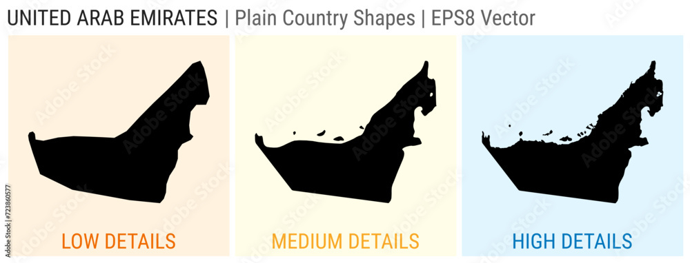 UAE - plain country shape. Low, medium and high detailed maps of UAE ...