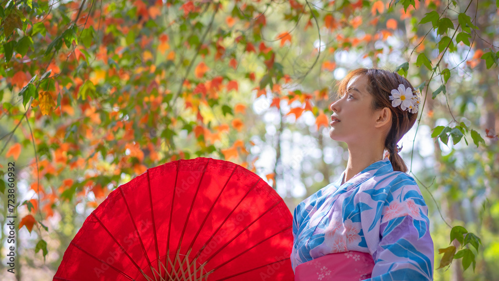 Pretty girl in a Yukata dress. A young Asian woman wearing a ...